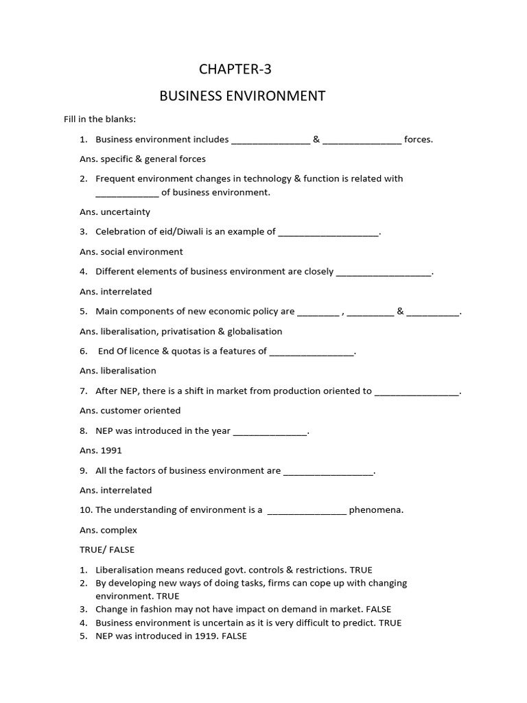 BST Chapter-3 Business Environment Xii | PDF