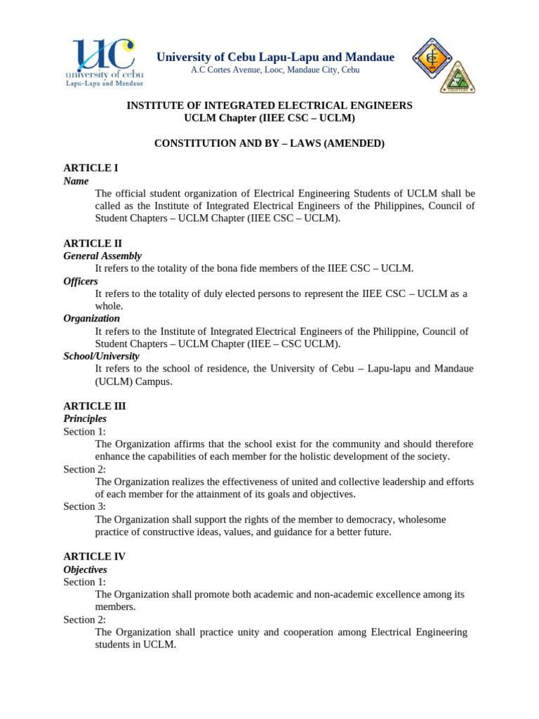 Amended Constitution and by Laws | PDF