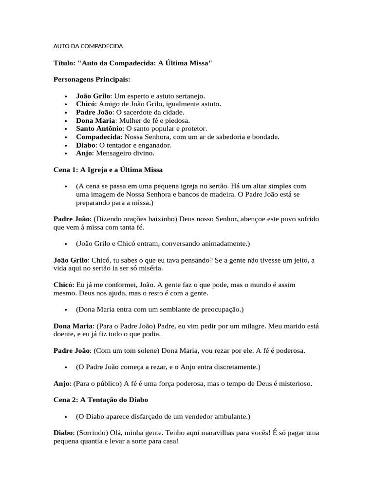 Auto Da Compadecida, Roteiro | PDF