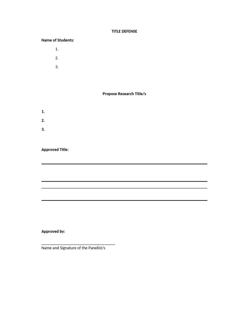 Tittle Defense Format | PDF