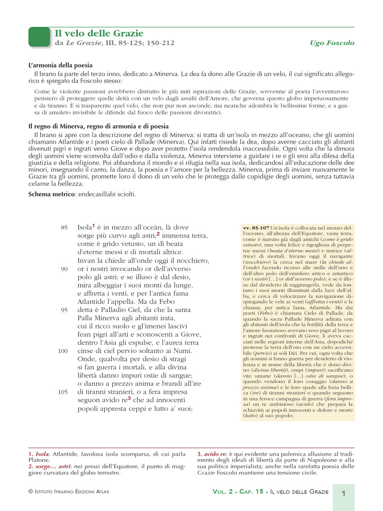 Foscolo Il Velo Delle Grazie | PDF