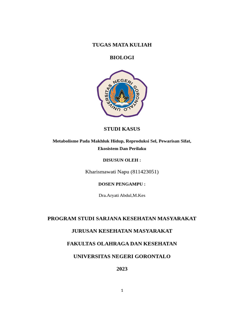 Tugas Resume Mata Kuliah Biology | PDF
