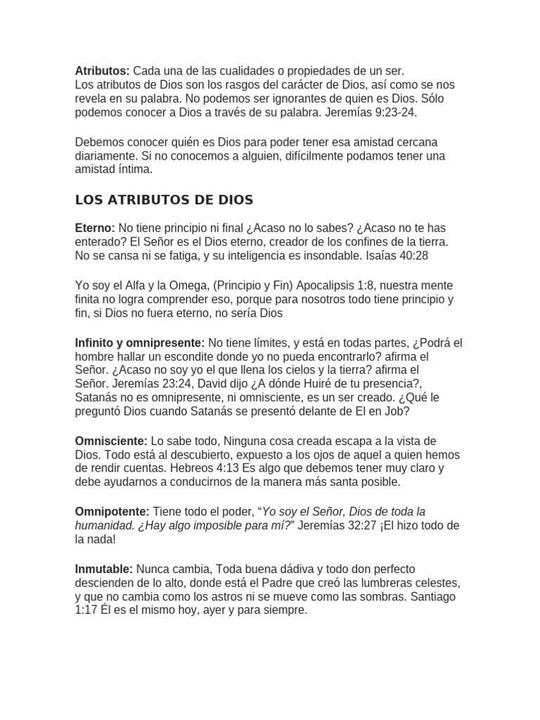 atributos de Dios | PDF