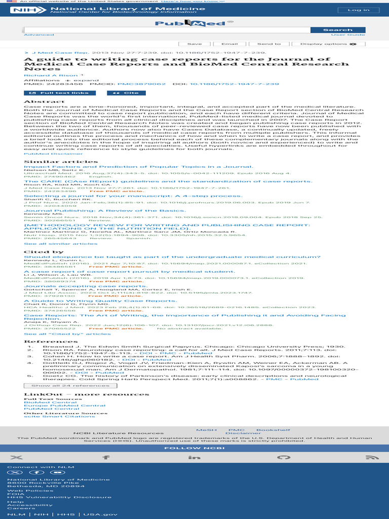 A Guide To Writing Case Reports For The Journal of Medical Case Reports and BioMed Central ...