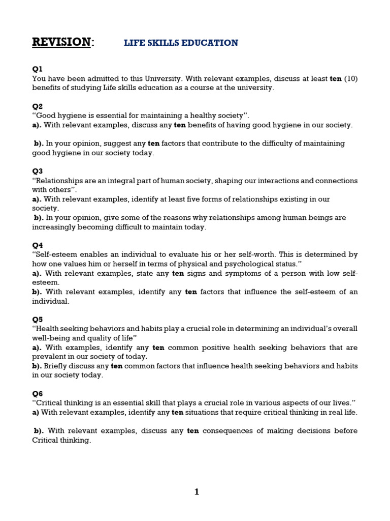 Rev4 Life Skills | PDF