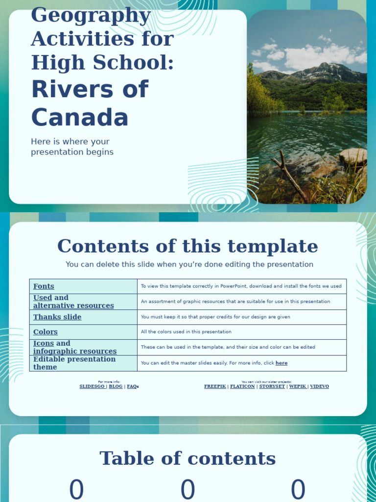 Geography Activities For High School - Rivers of Canada by Slidesgo | PDF