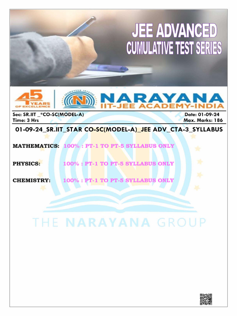 01-09-24 SR - Iit Star Co-Sc (Model-A) Jee Adv 2019 (P-II) Cta-3 QP | PDF