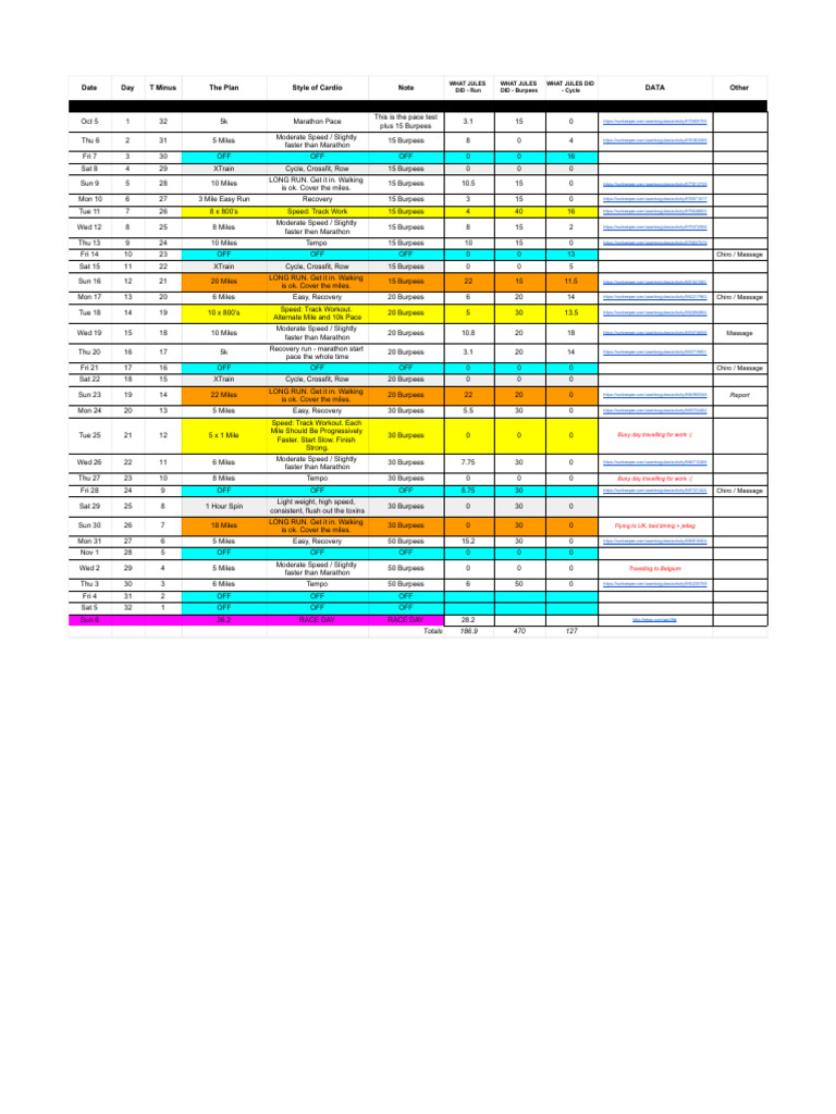 One Month Marathon Training Plan | PDF