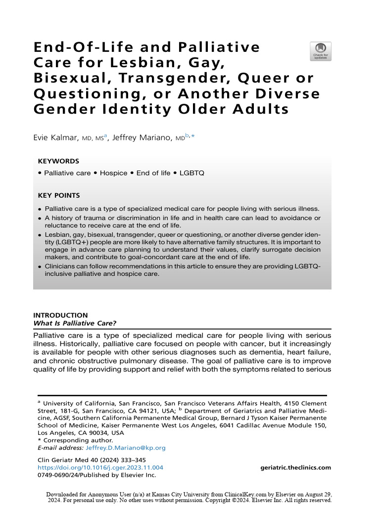 End-Of-Life and Palliative Care For Lesbian, Gay, Bisexual, Transgender, Queer or Questioning ...