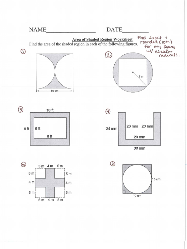 area_of_shaded_region_worksheet_blank | PDF