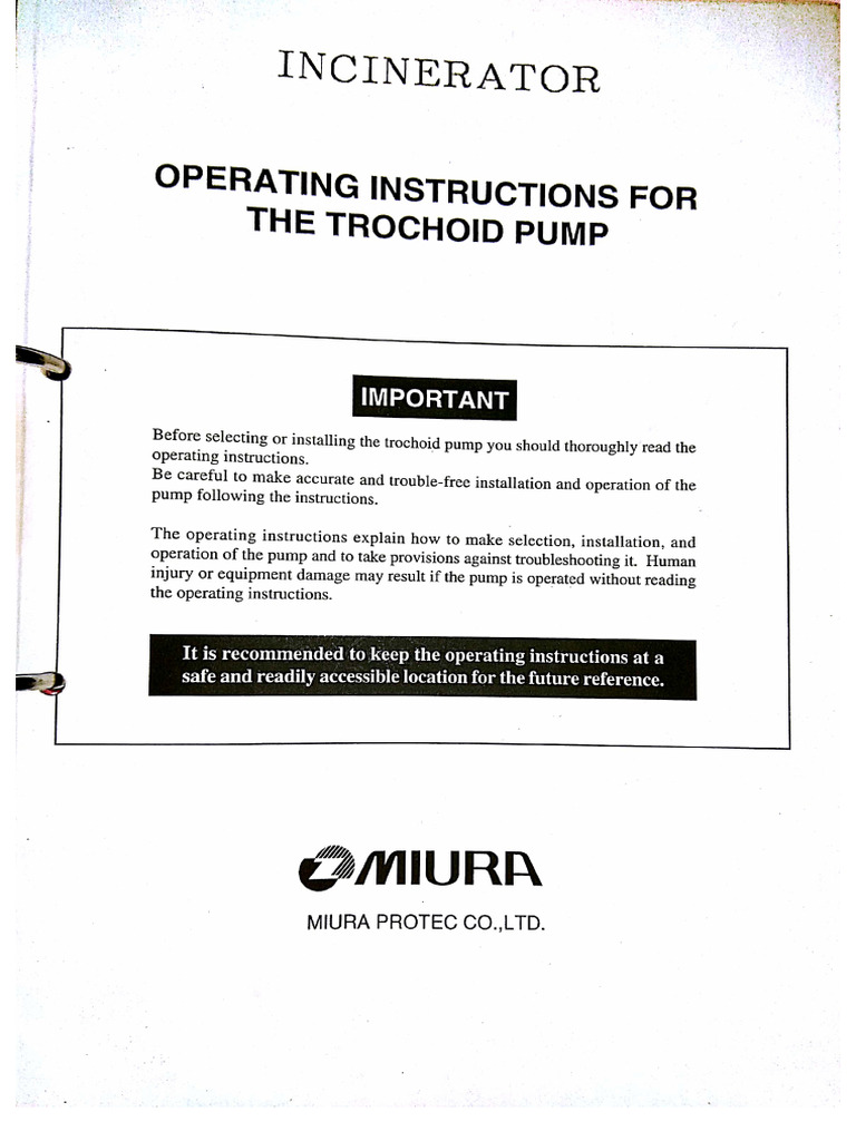 Operating Instruction For Trochoid Pump | PDF