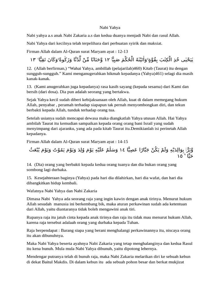 Nabi Yahya | PDF