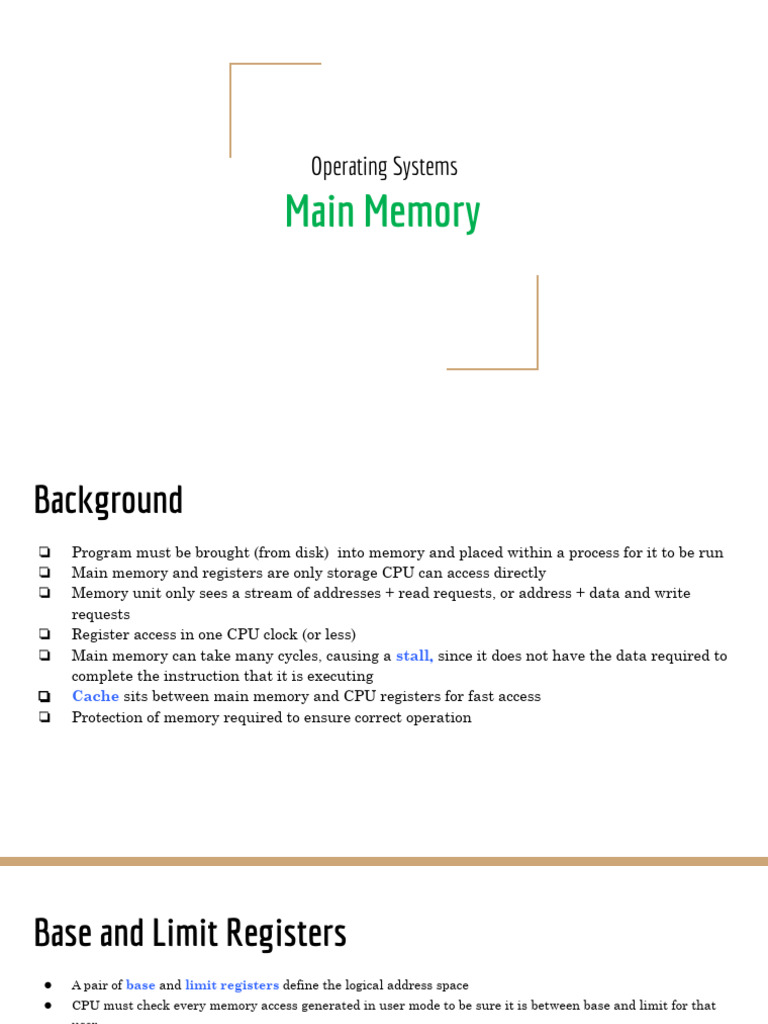Operating Systems-8-Main Memory | PDF | Computer Data Storage | Computers