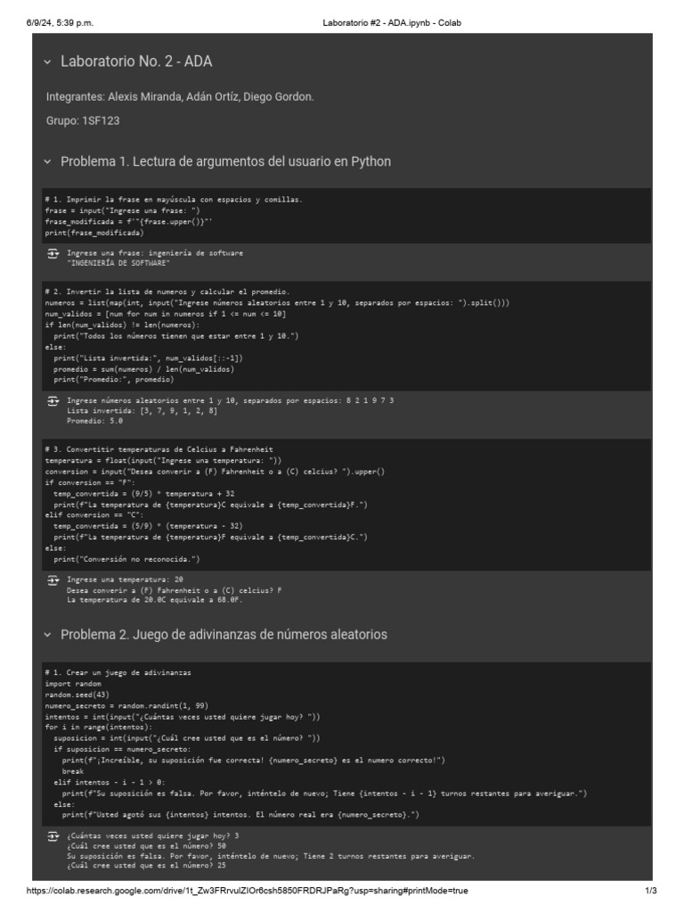 Laboratorio #2 - ADA - Ipynb - Colab | PDF