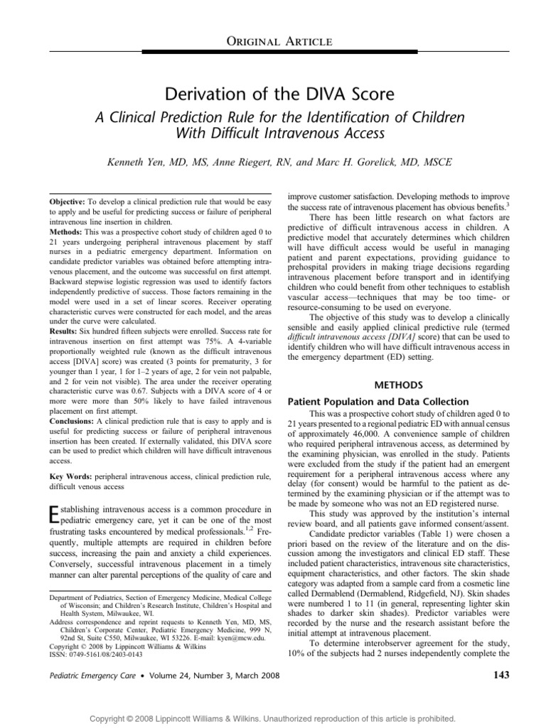 Derivation of The DIVA Score | PDF