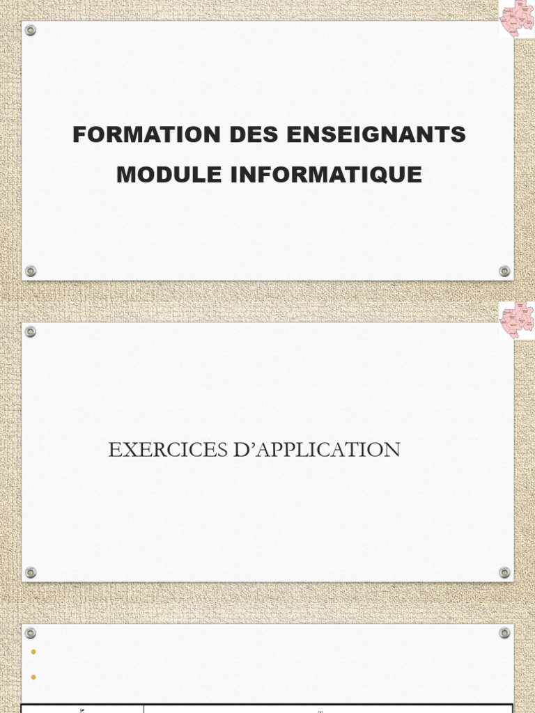 EXERCICES D'APPLICATION | PDF