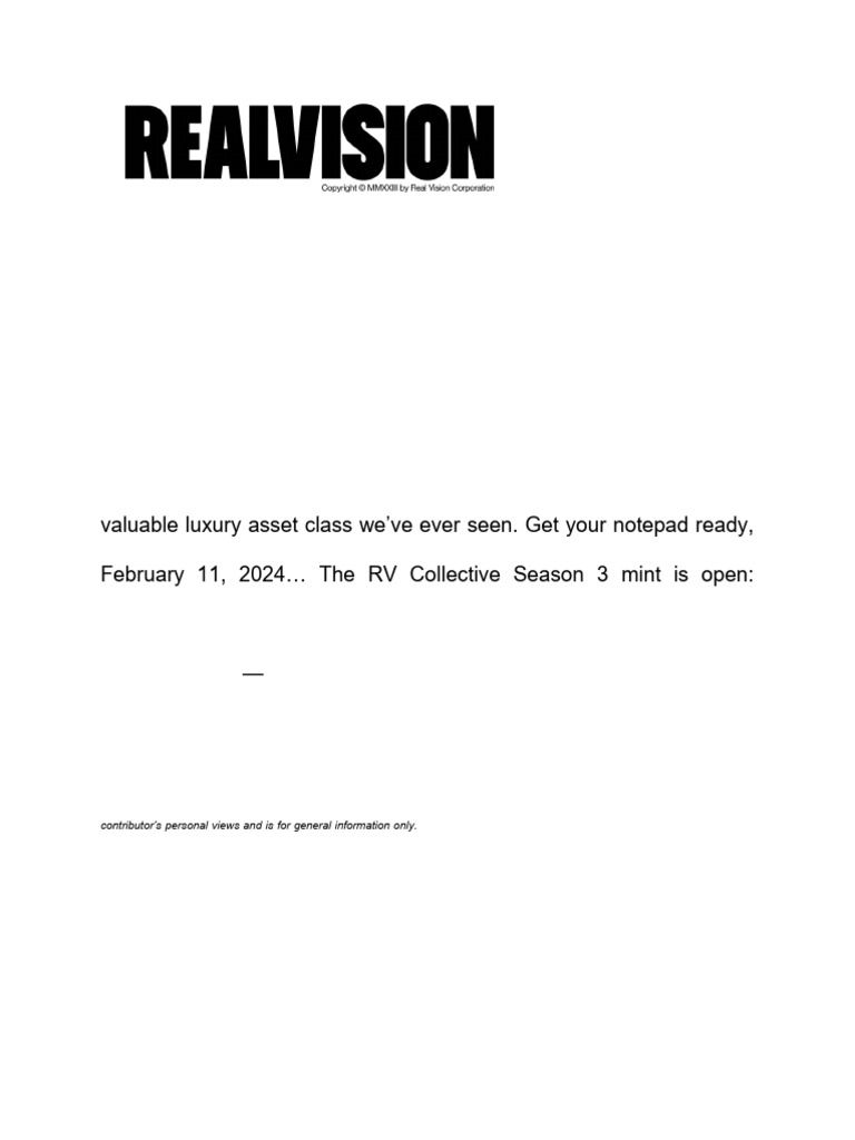Raoul's Macro NFT Thesis - 02-2024 | PDF