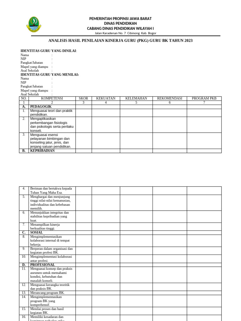Analisis PKG Guru BK | PDF