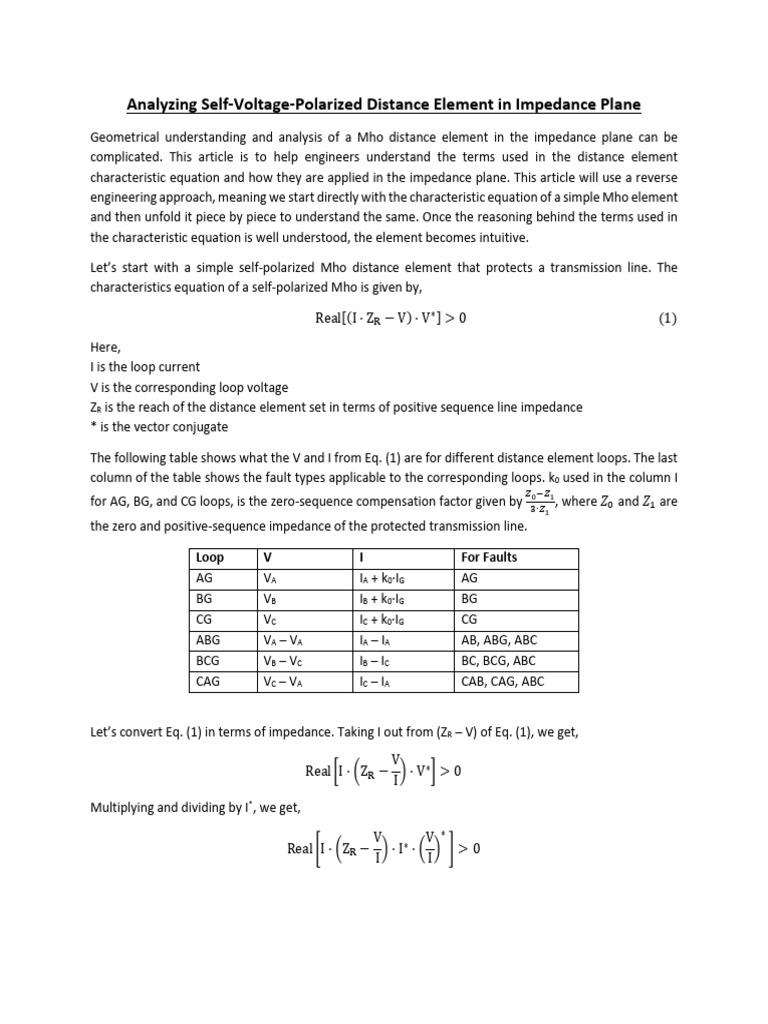 Analyzing The Distance Element in Impedance Plane 1685921428 | PDF
