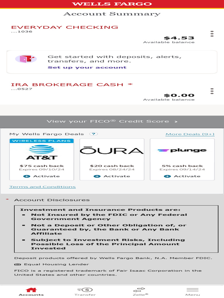 Account Summary - Wells Fargo | PDF | Finance & Money Management
