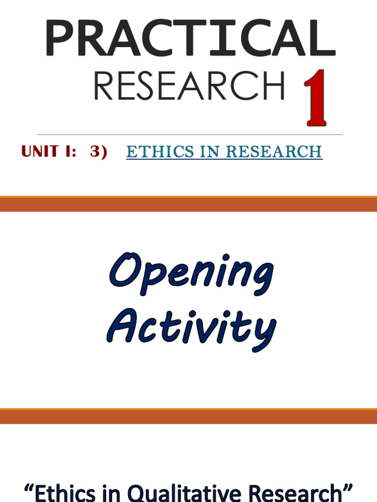 Unit I 3 Ethics in Research | PDF