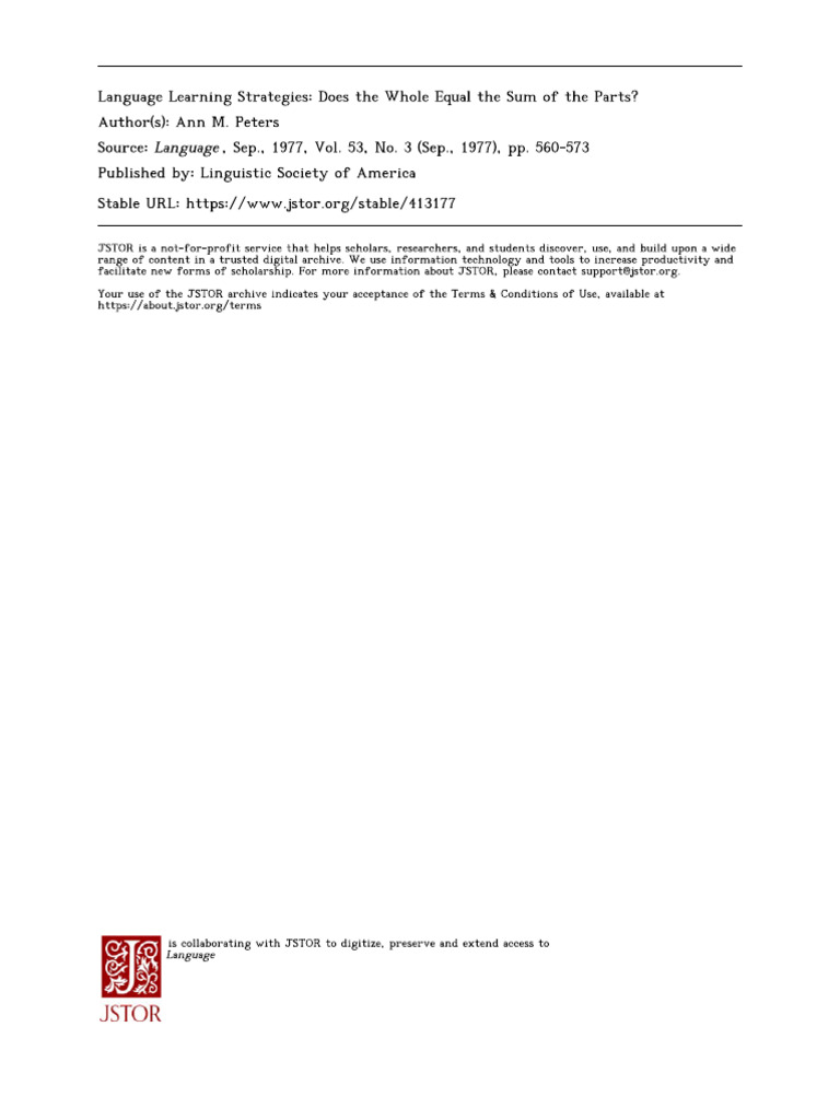 Peters LanguageLearningStrategies 1977 - Opt2 | PDF