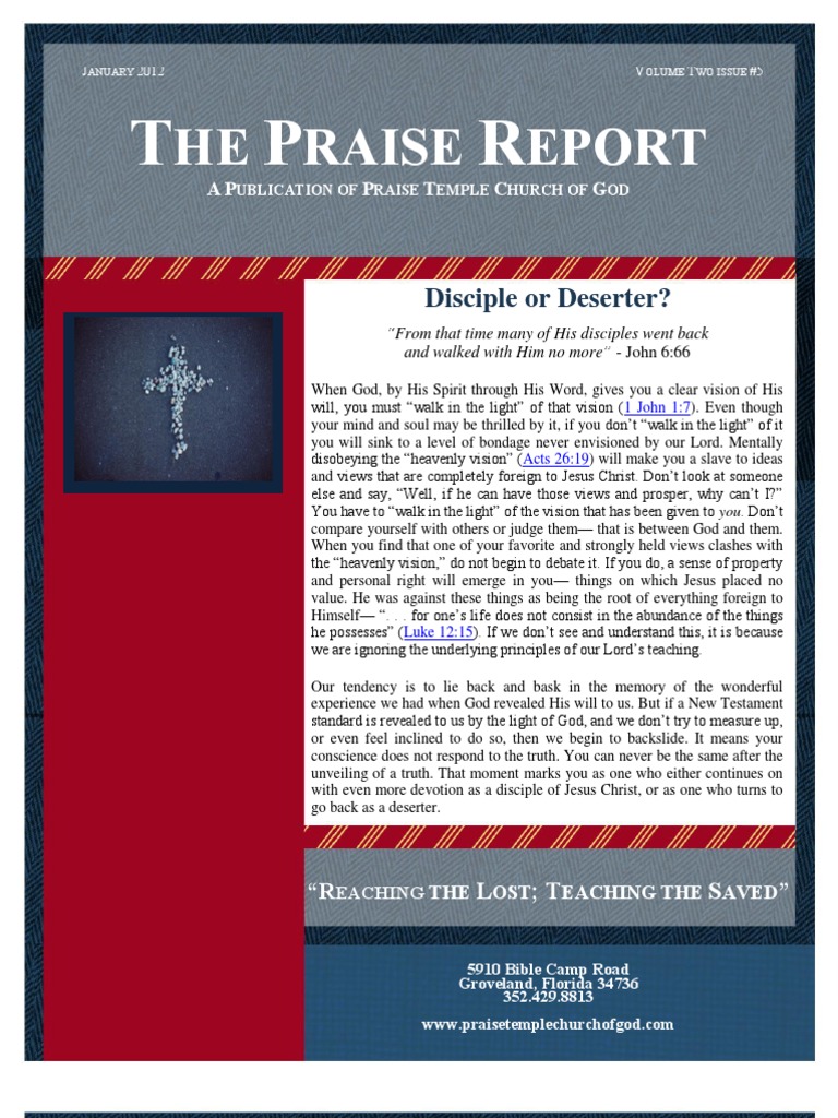 The Praise Report January 2012 | PDF | Disciple (Christianity) | Jesus
