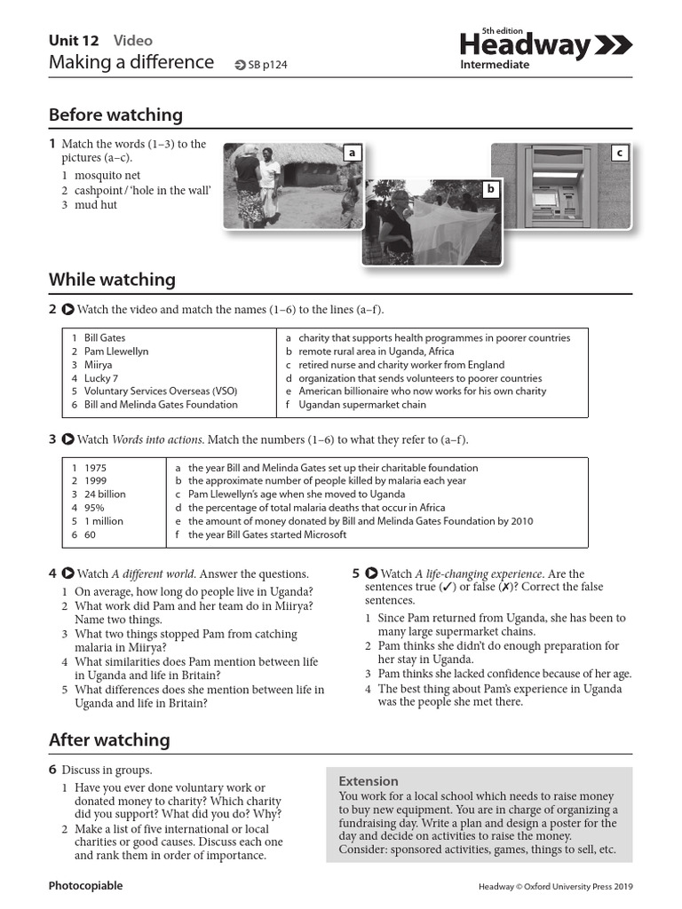HW5e Intermediate Unit12 MakingaDifference-1-2 | PDF