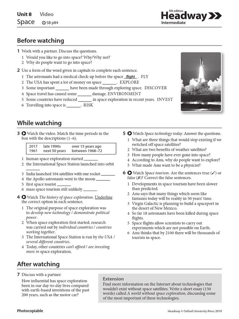 HW5e Intermediate Unit08 Space-1-2 | PDF
