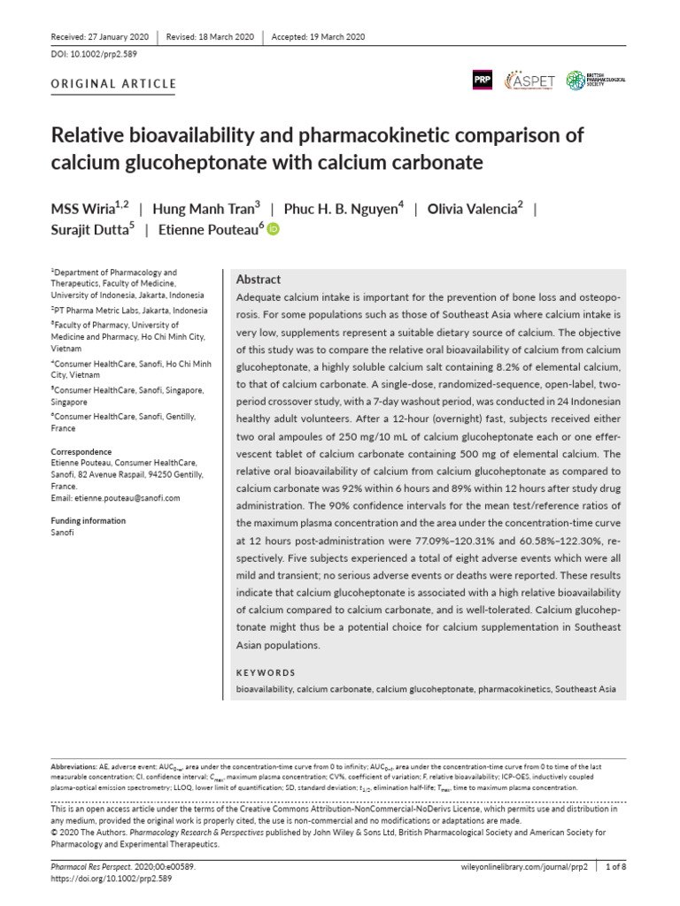 Relative Bioavailability and Pharmacokinetic Compa | PDF