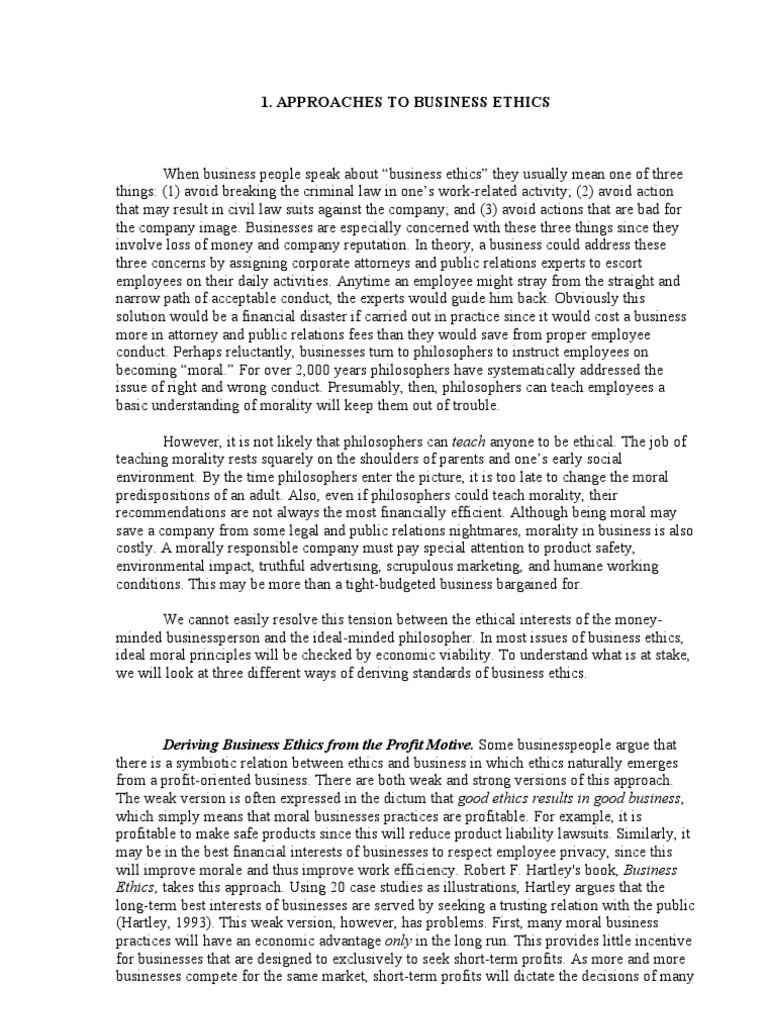 Business Ethics: Profit vs. Morality | PDF | Business Ethics ...
