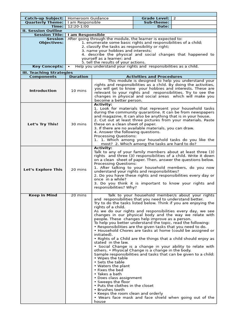 Homeroom Guidance | PDF