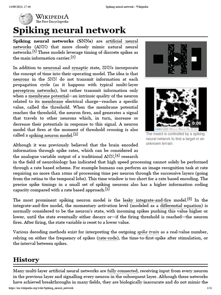 Spiking Neural Network - Wikipedia | PDF | Computational Neuroscience | Neuroscience