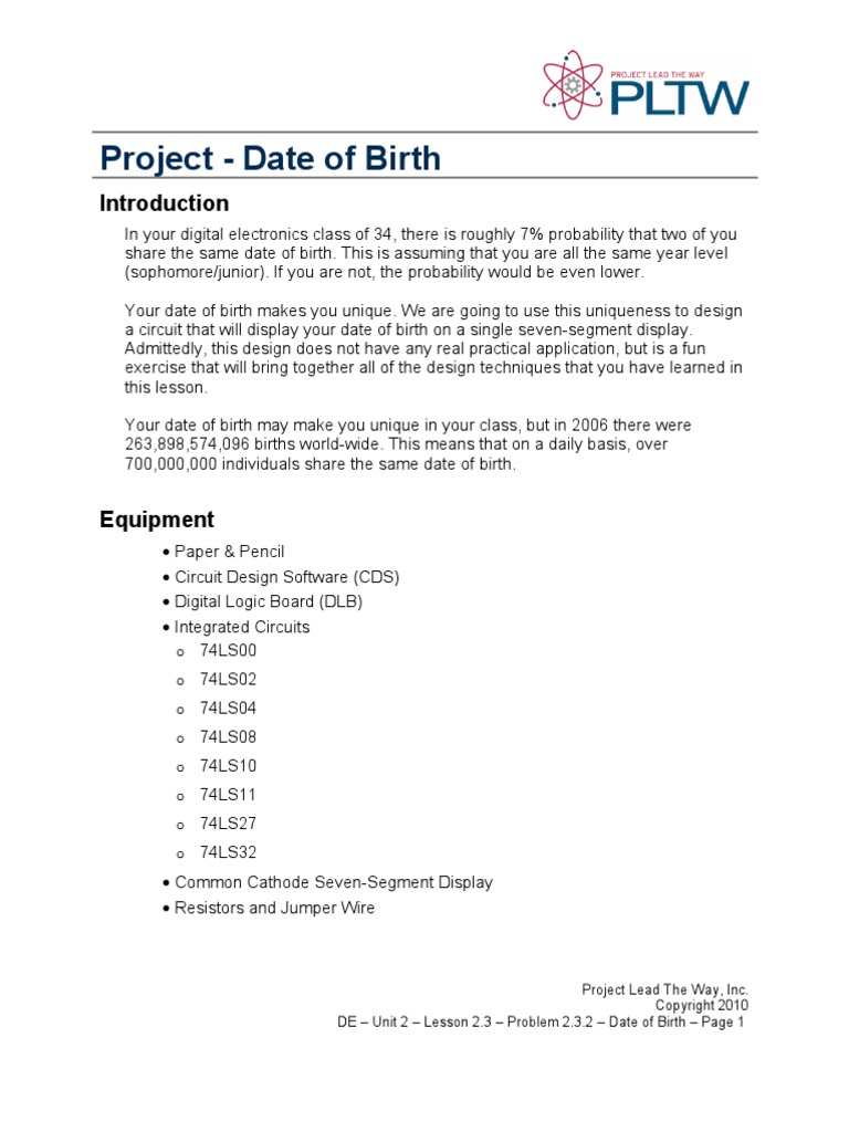 Project Date of Birth | PDF | Electronic Circuits | Electronics