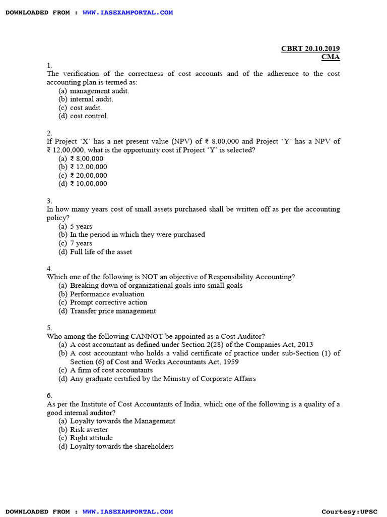 Upsc Recruitment Paper 2018 Assistant Director Cost Ministry of Finance ...