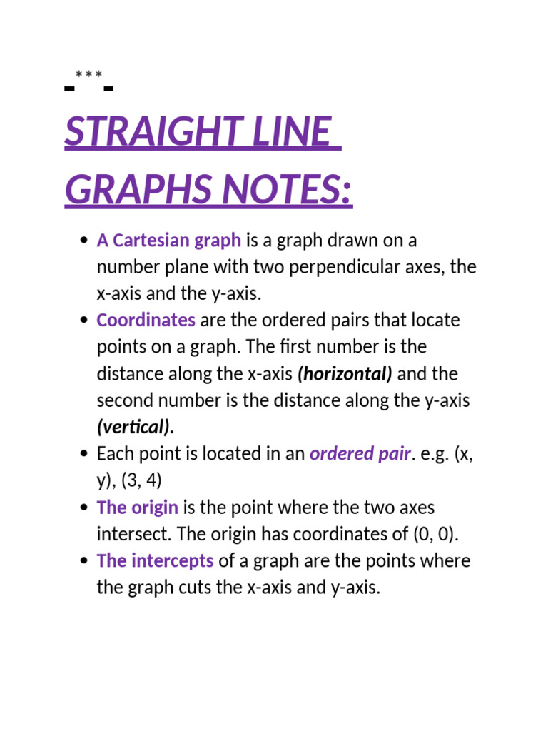 STRAIGHT LINE GRAPHS NOTES | PDF