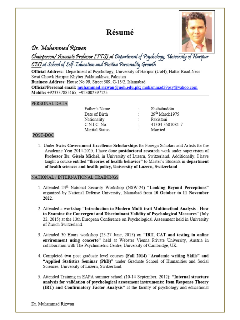 1696003455Dr. Muhammad Rizwan CV October 2023 | PDF | Clinical ...
