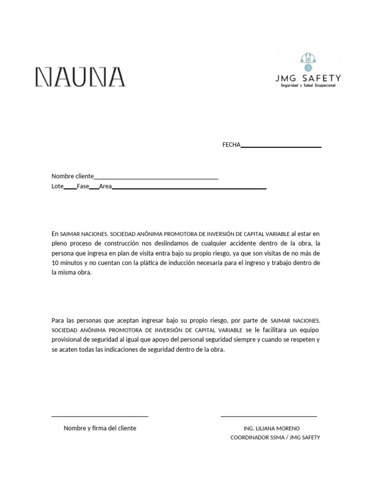 Carta Deslinde, Responsiva Nauna Operacion | PDF