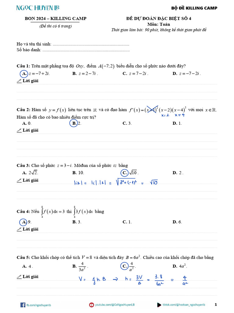 (Ngọc Huyền LB) KILLING CAMP - Đề Số 4 (Handout) | PDF