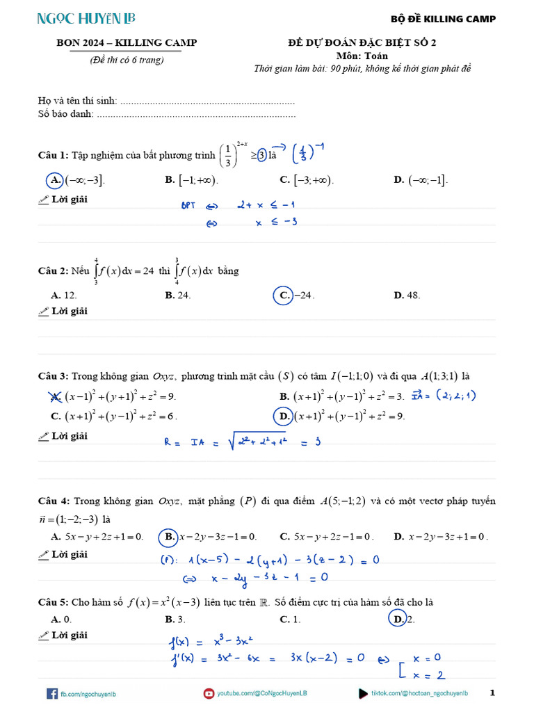 (Ngọc Huyền LB) KILLING CAMP - Đề Số 2 (Handout) | PDF