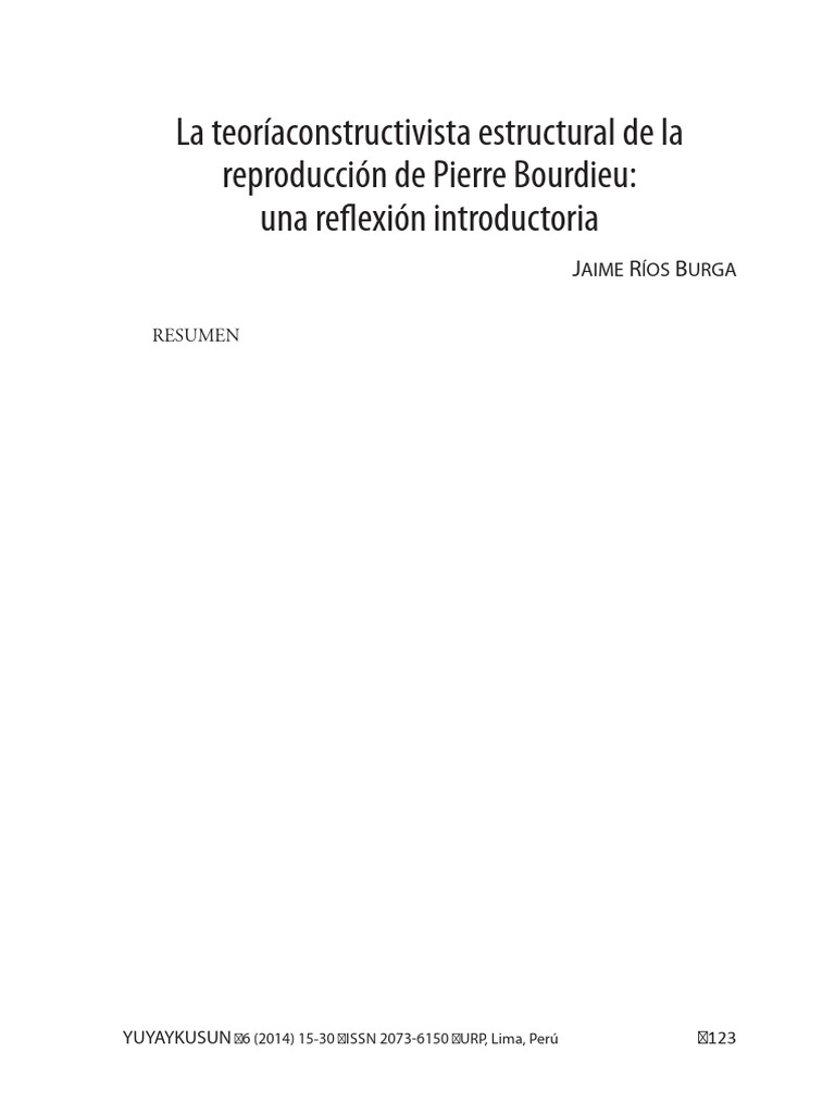Ríos (2014) - La Teoría Estructural Constructivista de Bourdieu OK | PDF