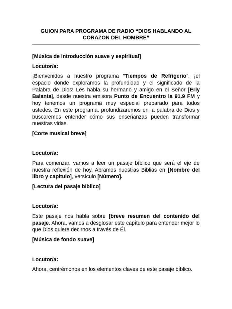 Guion para Programa de Radio de Enseñanza Profunda de La Palabra de Dios | PDF