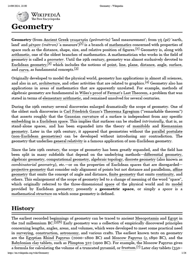 Geometry - Wikipedia | PDF