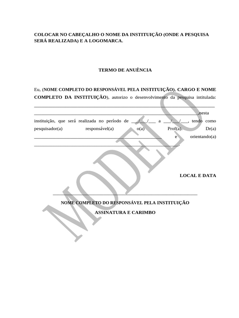 Modelo Termo de Anuencia | PDF