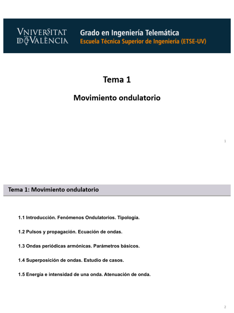 Tema 1 - Movimiento Ondulatorio | PDF