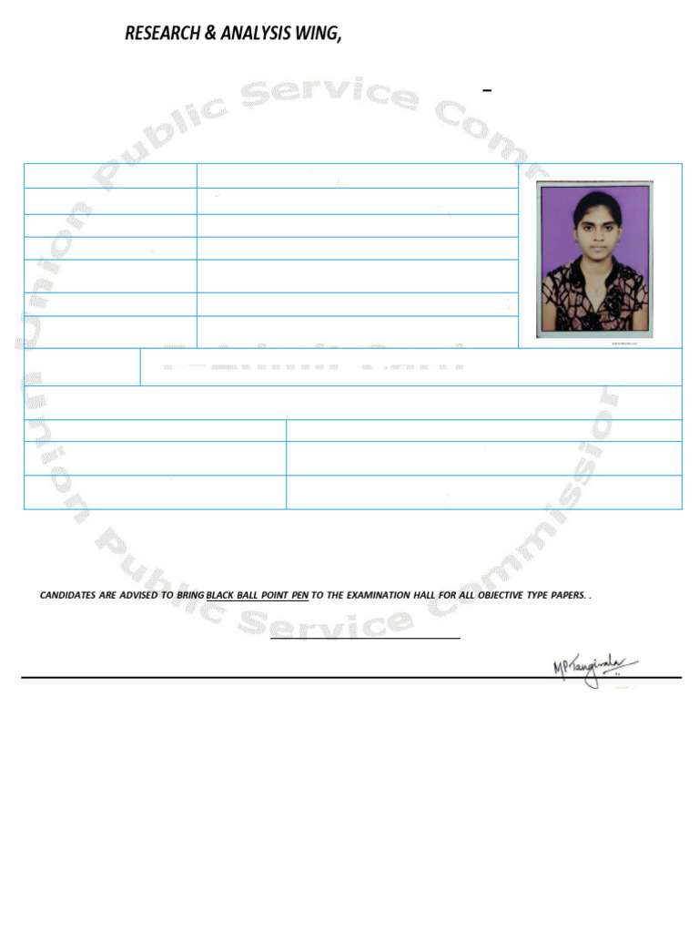 RAS Admit Card | PDF