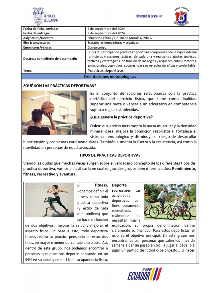 Ficha de EE. FF-2do-Diana Morales-Semana Del 2 Al 6 de Septiembre Del 2024 | PDF