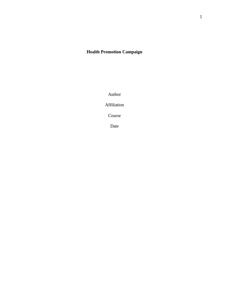 Health Promotion Campaign | PDF