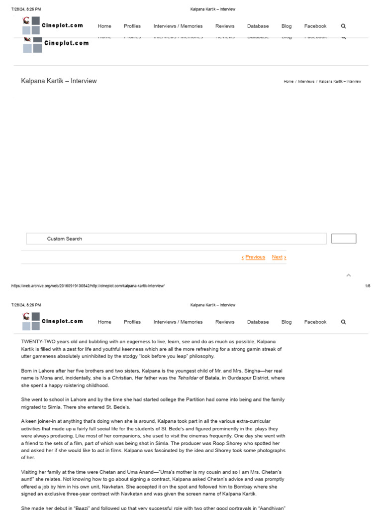 Kalpana Kartik - Interview | PDF