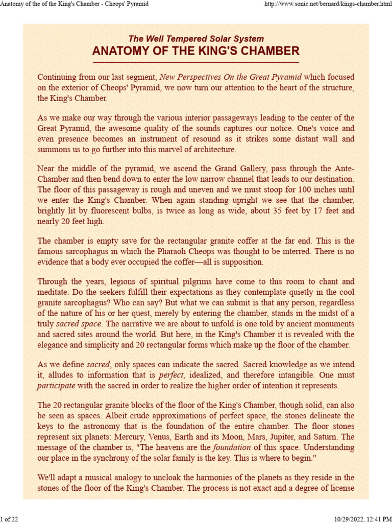Anatomy of The of The King's Chamber - Cheops' Pyramid | PDF